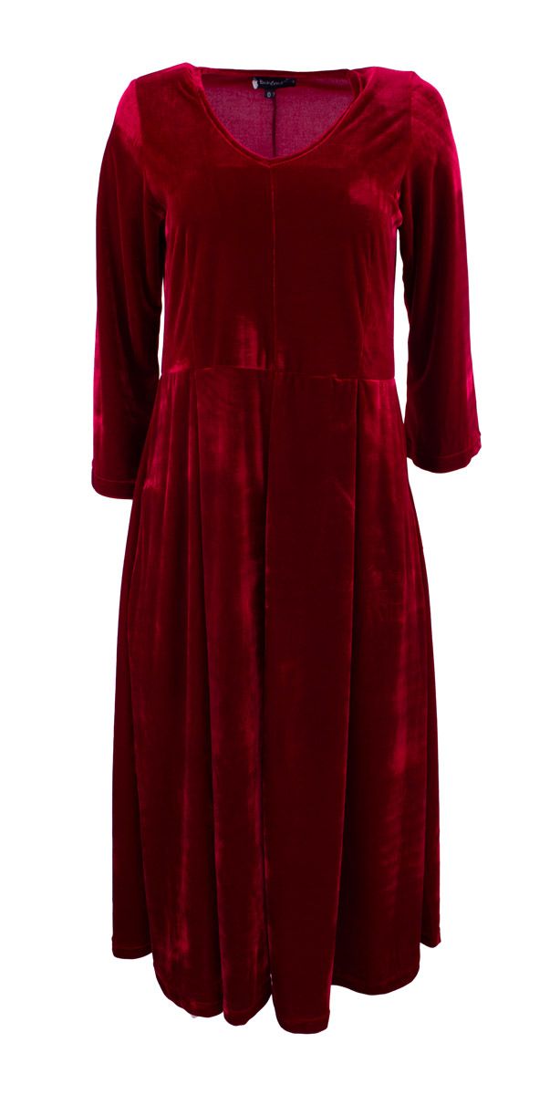Boheme Kjole Lang A-Line i Velour Red - MATTIS STORE